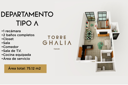 Torre Ghalia, Cancún, Depas Tipo A | EasyBroker